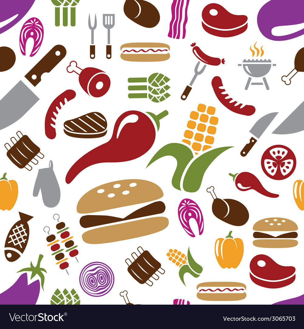 Barbecue seamless pattern Royalty Free Vector Image