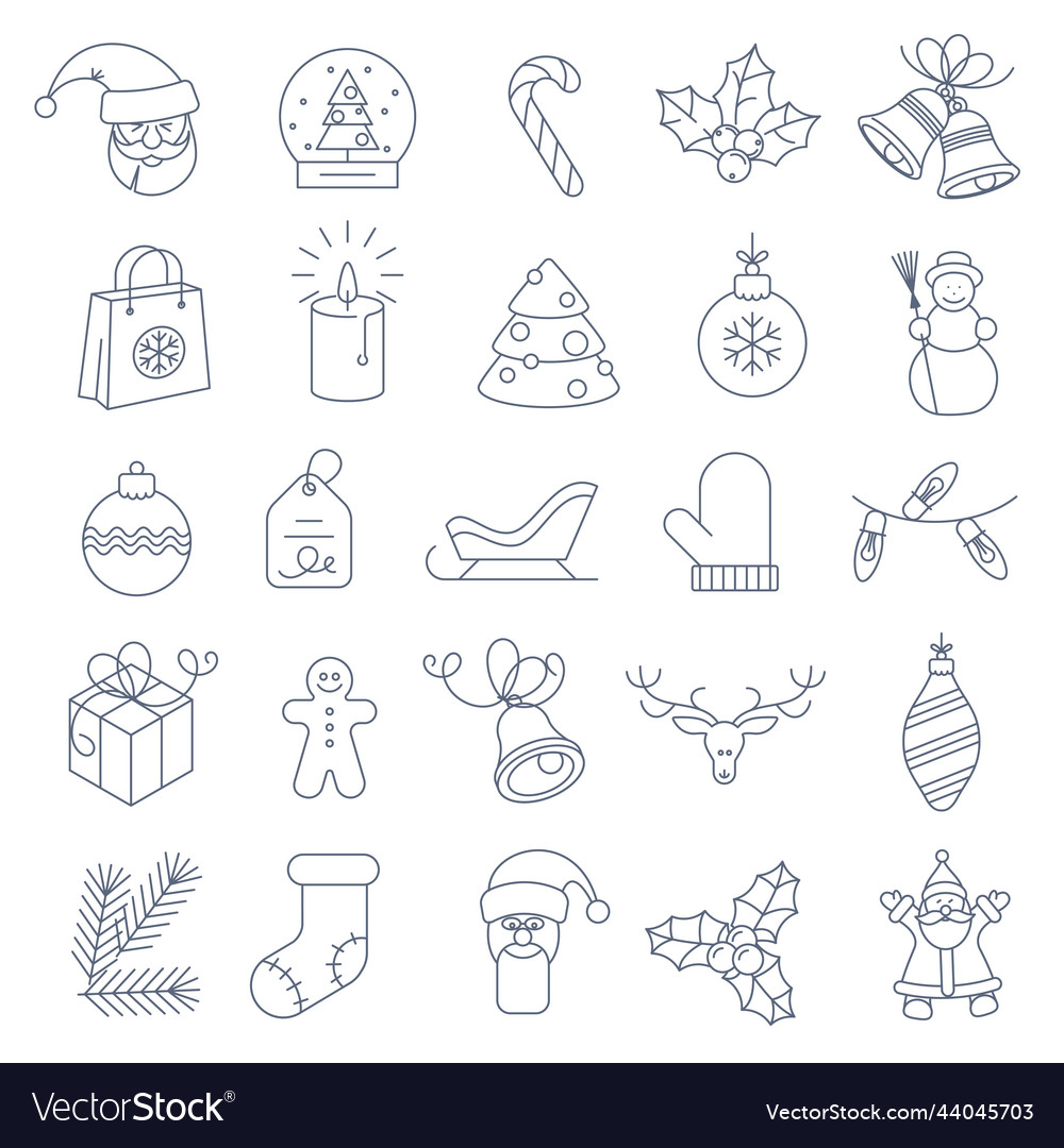 Christmas and new year icon set Royalty Free Vector Image