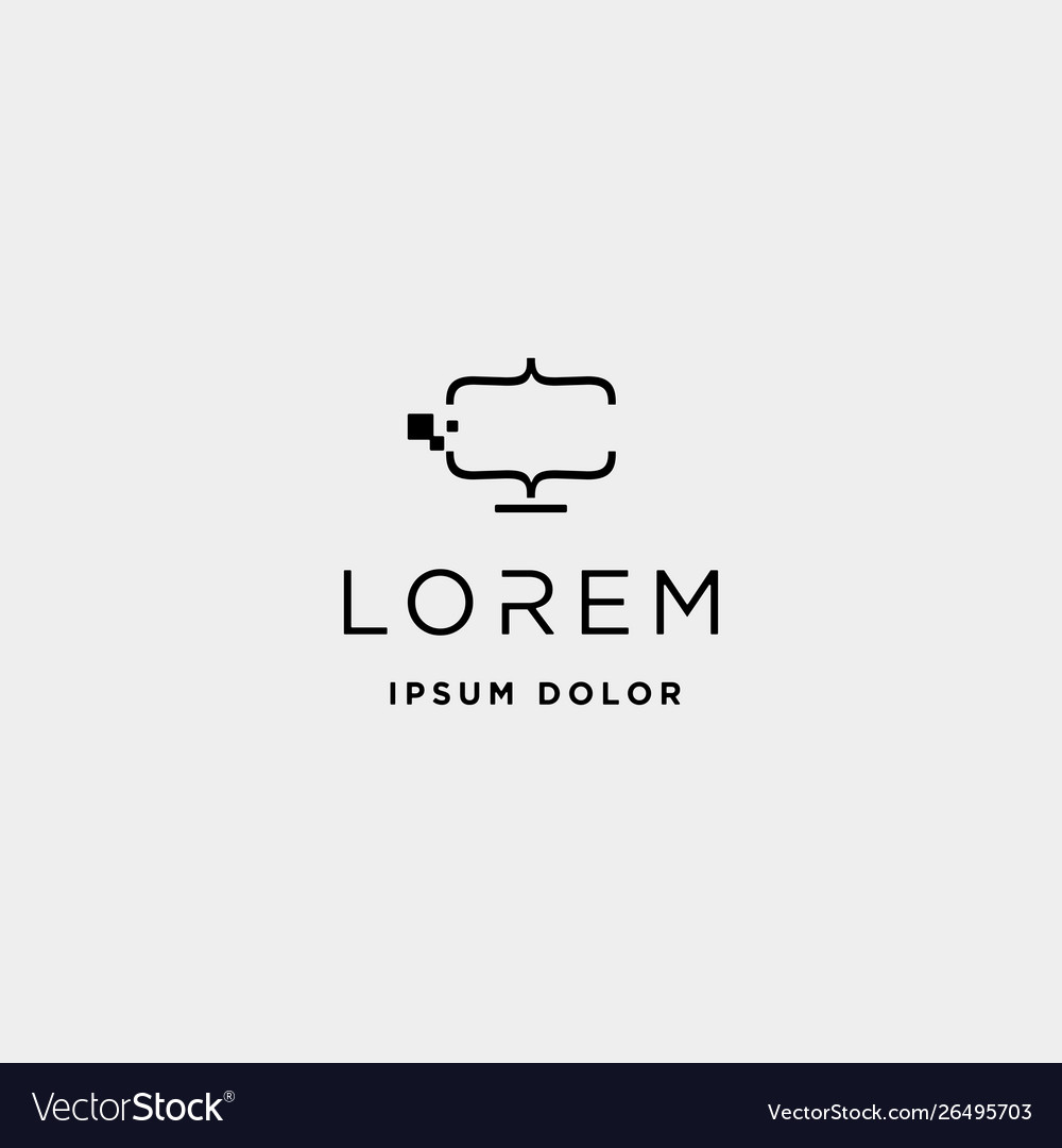 Coding digital logo design template lineart Vector Image