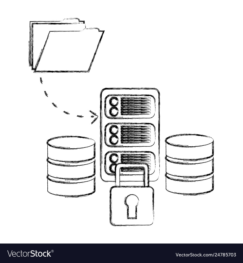 Data center disks with server and set icons Vector Image