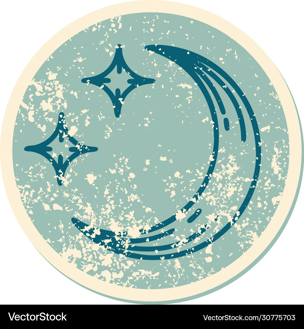 Distressed sticker tattoo style icon a moon Vector Image