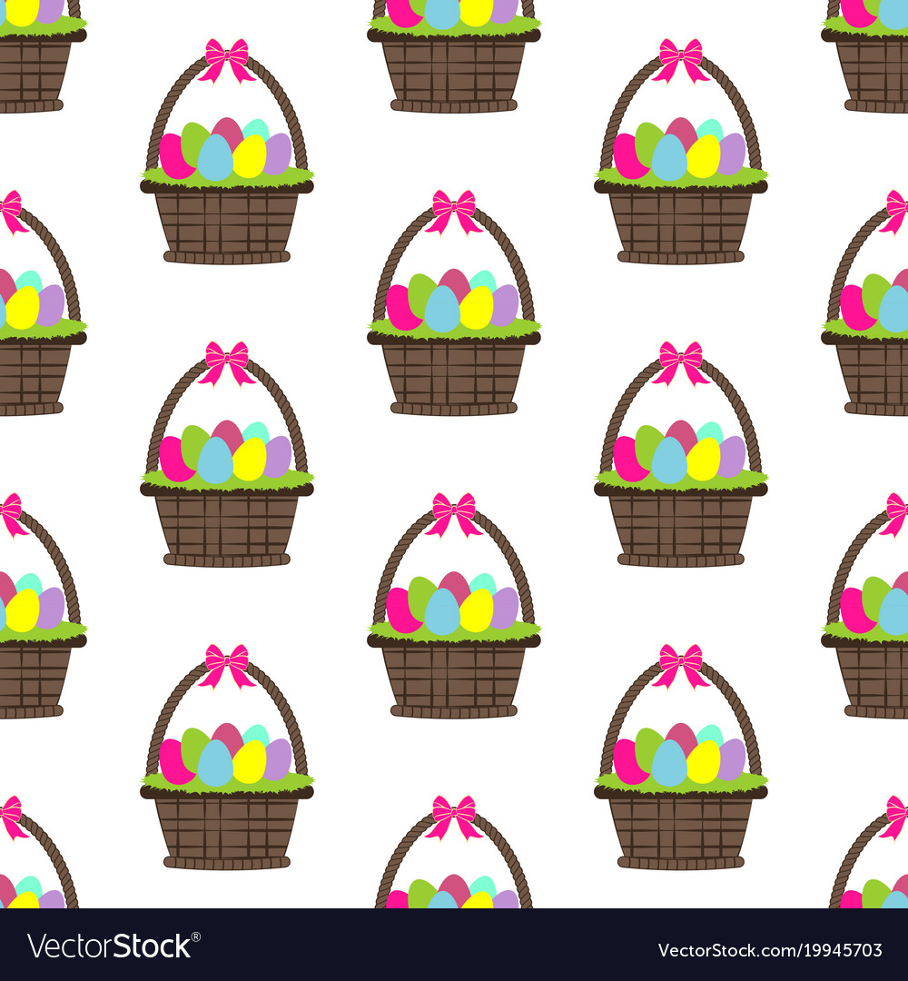 Easter basket seamless pattern Royalty Free Vector Image