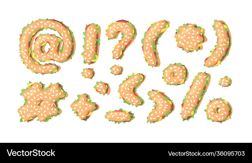 Hand drawn cartoon burger alphabet sign Royalty Free Vector