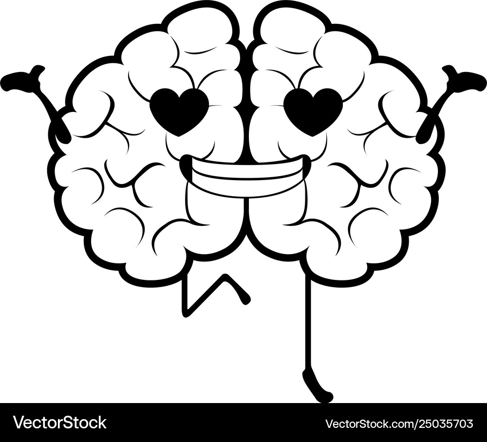 Happy brain cartoon in love Royalty Free Vector Image
