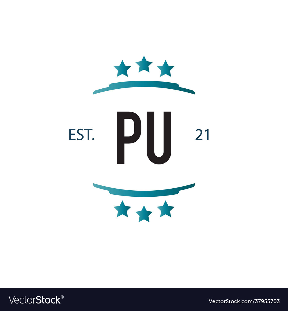Initial letter pu star creative logo design Vector Image