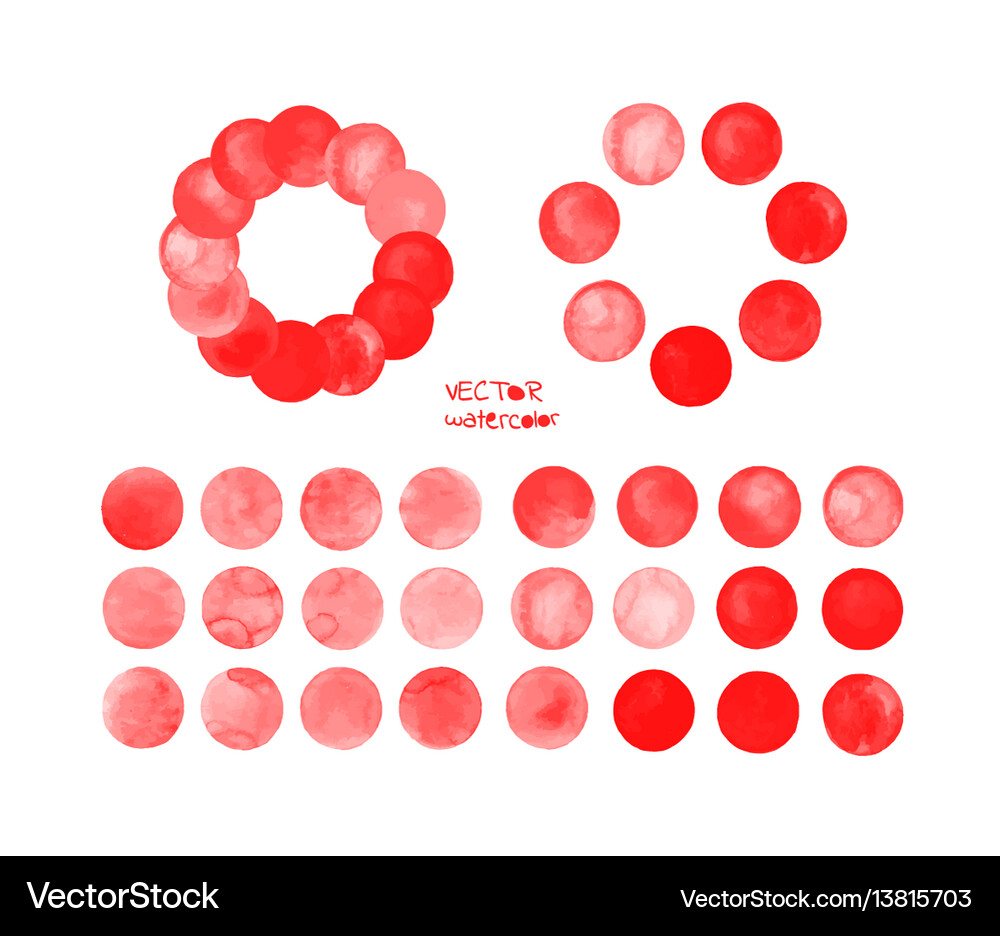 Red watercolor circles set Royalty Free Vector Image