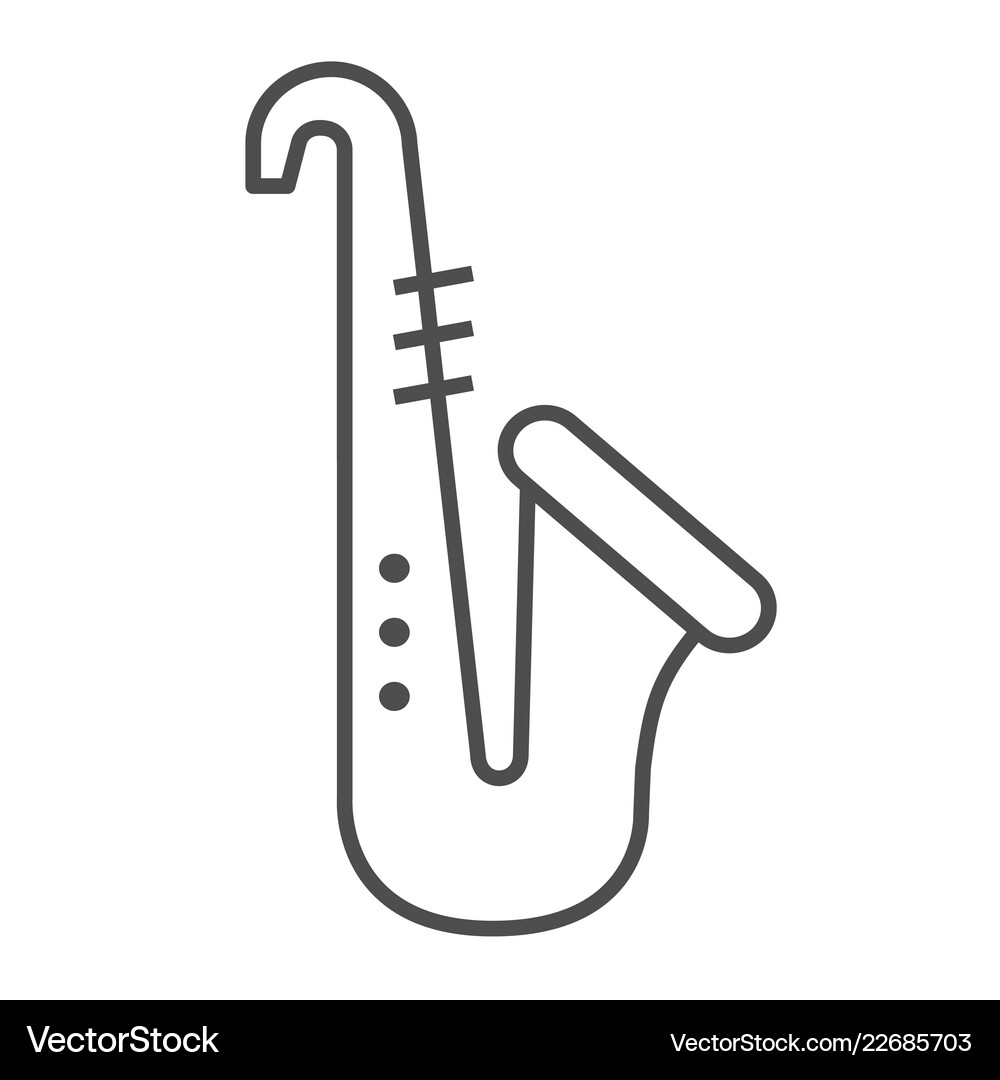 Saxophone thin line icon musical and instrument Vector Image