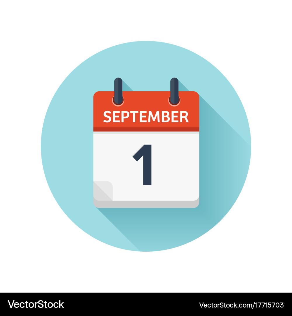 September 1 flat daily calendar icon date Vector Image