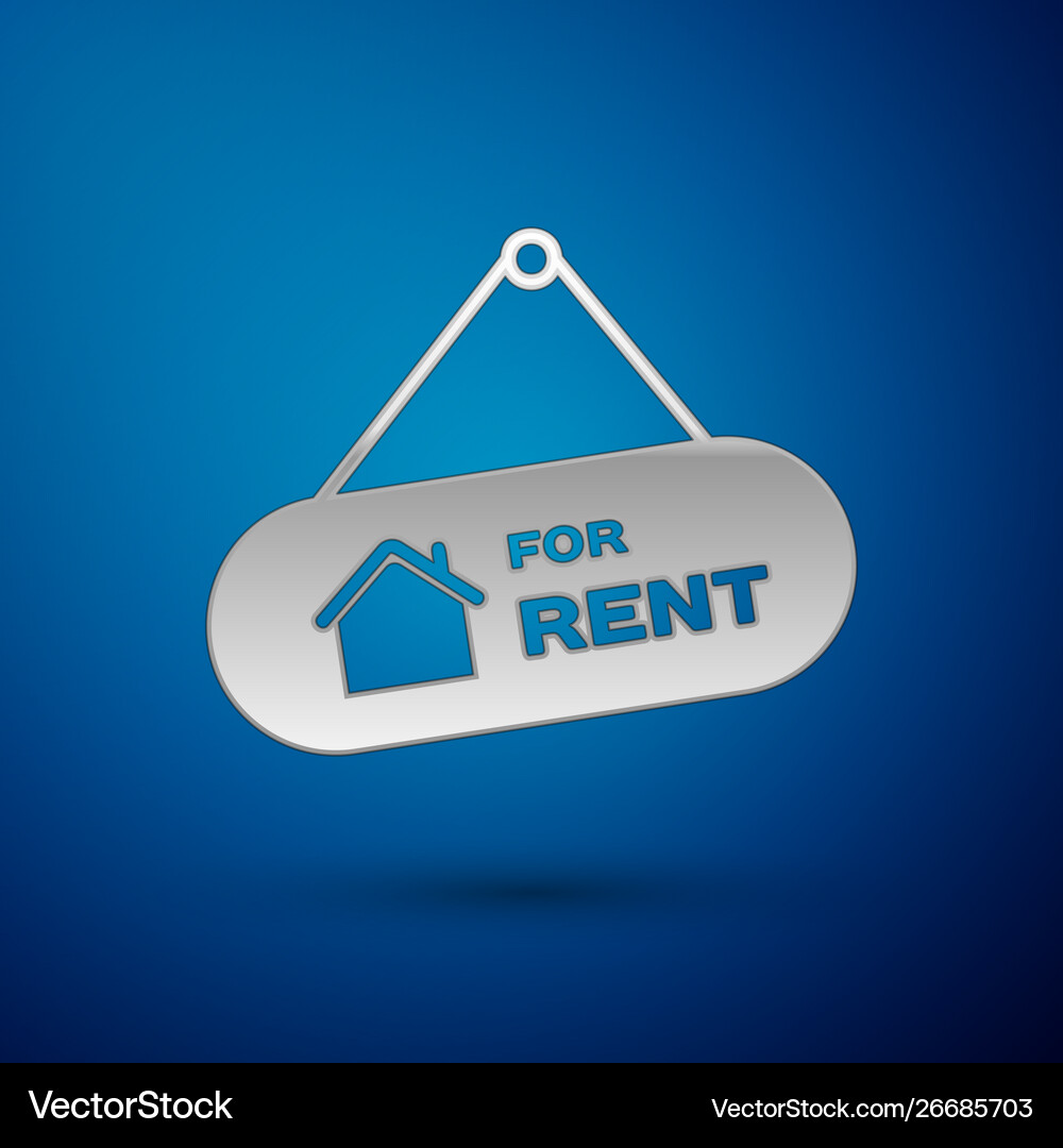 Silver hanging sign with text for rent icon Vector Image