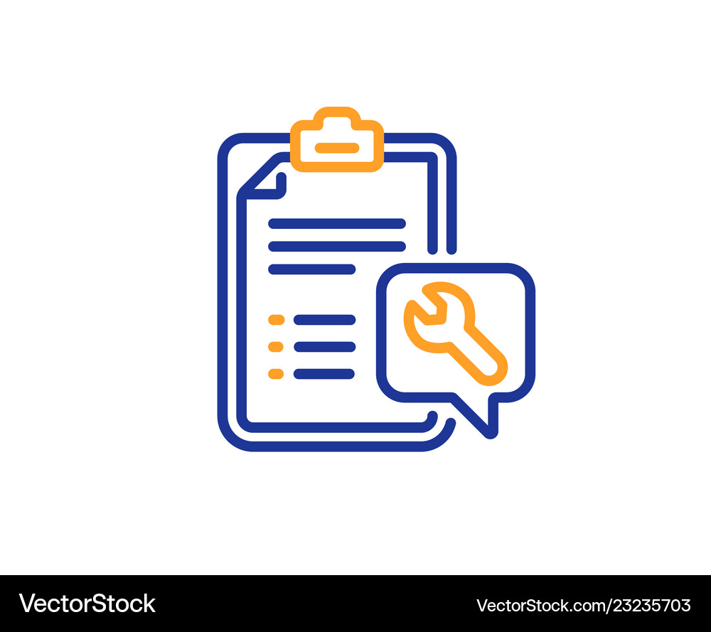 Spanner tool line icon repair service checklist Vector Image