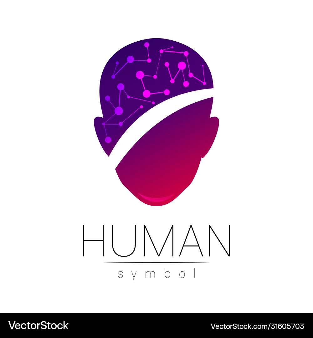 Symbol human head person face red Royalty Free Vector Image