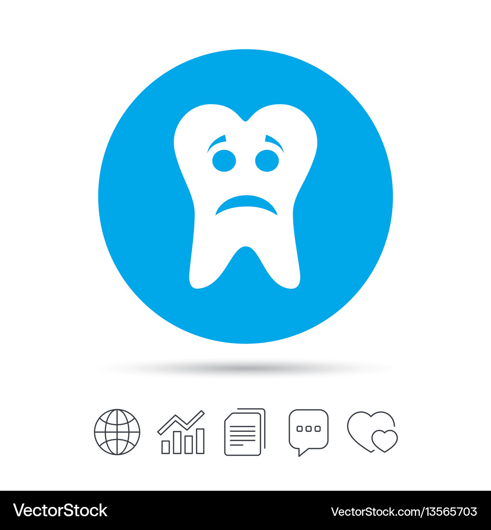 Tooth sad face sign icon aching symbol Royalty Free Vector
