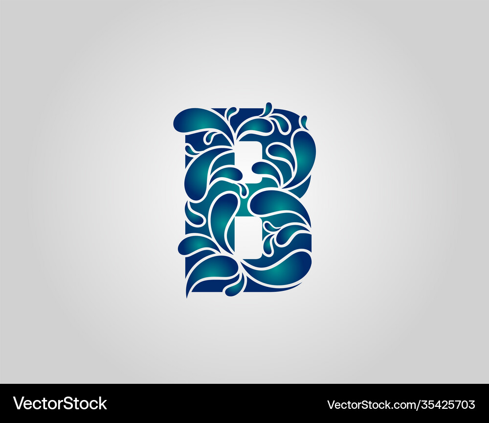 Water splash letter b logo icon droplets Vector Image