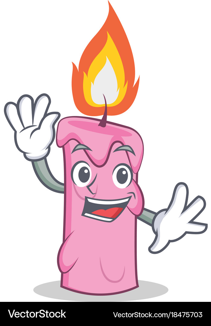 Waving candle character cartoon style Royalty Free Vector