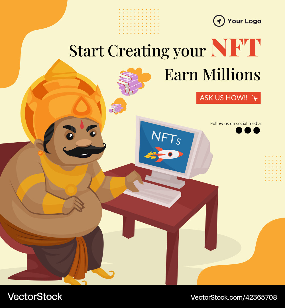 Banner design of start creating your nft Vector Image