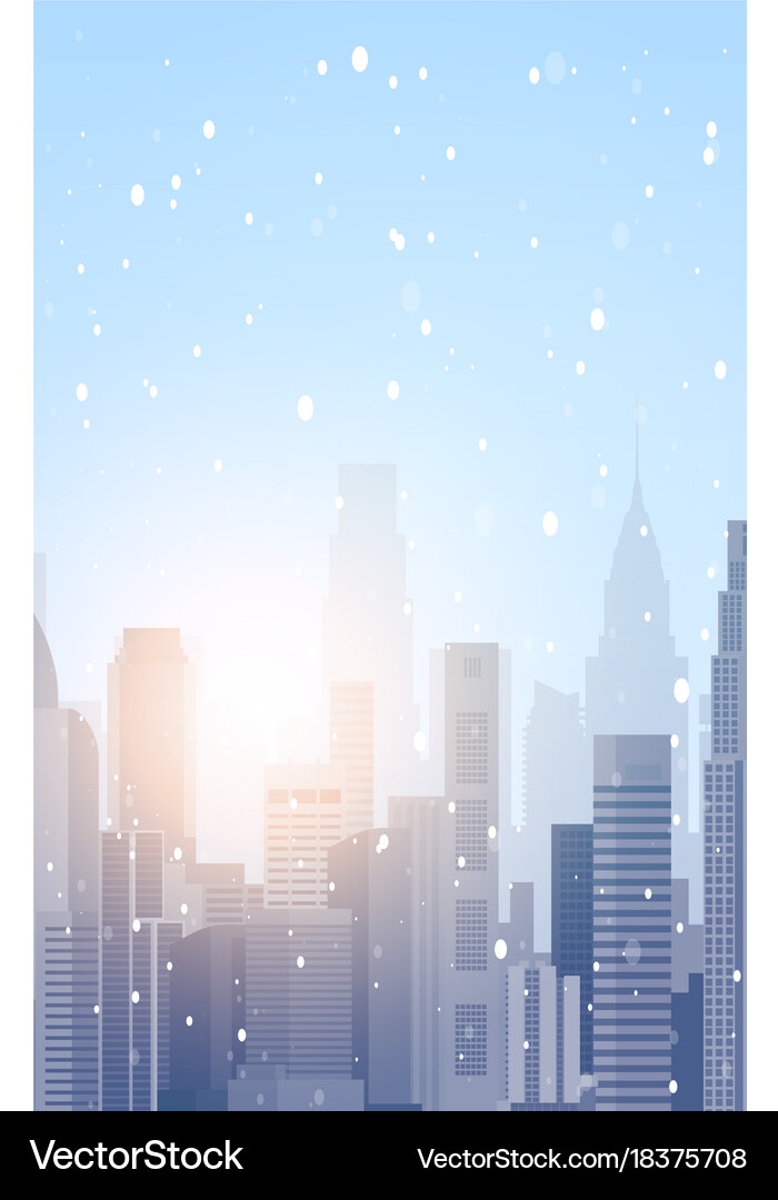 Beautiful winter city landscape skyscraper Vector Image