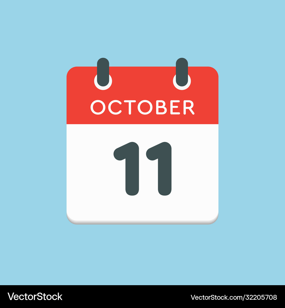 Calendar icon day 11 october template icon date Vector Image