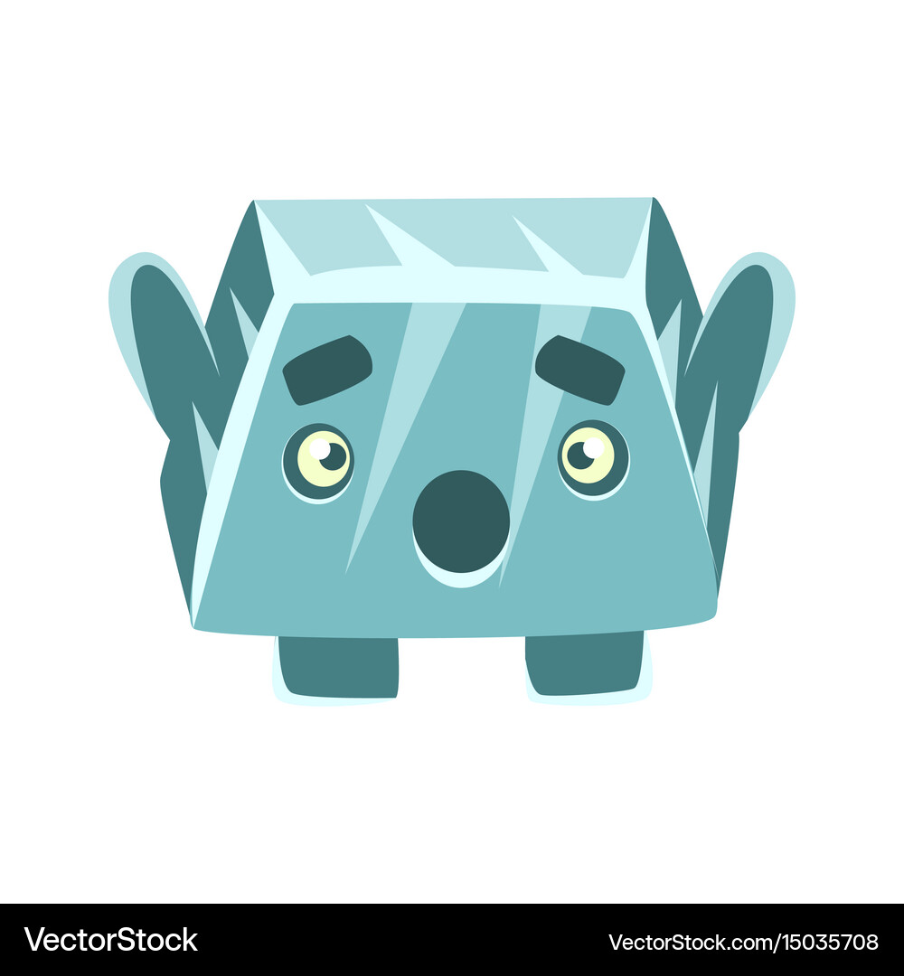 Cute blue surprised rock element cartoon emotions Vector Image