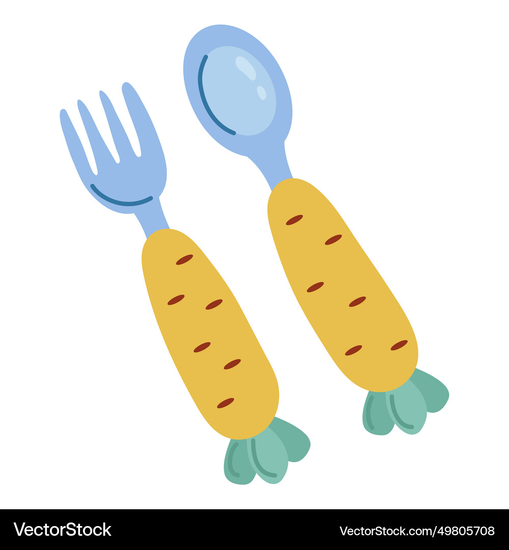 Cute hand drawn childrens cutlery Royalty Free Vector Image