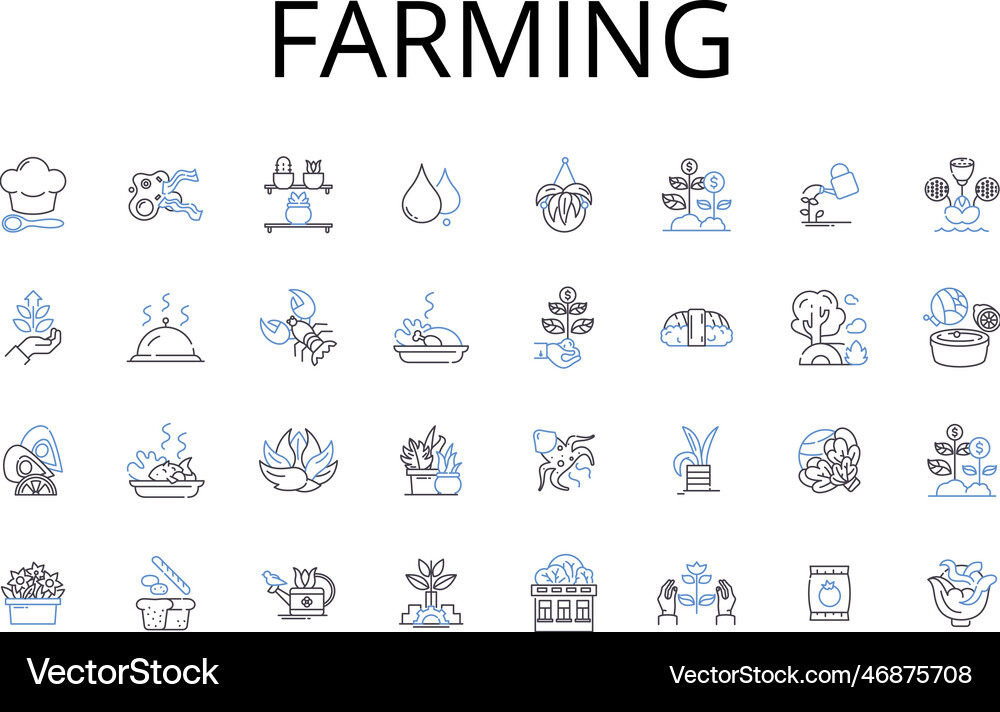 Farming line icons collection agriculture Vector Image