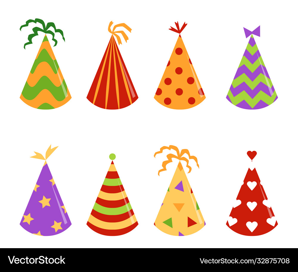 Fun holiday party hat set isolated on white Vector Image