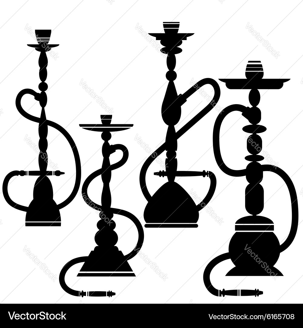 Hookah Silhouettes Set Royalty Free Vector Image