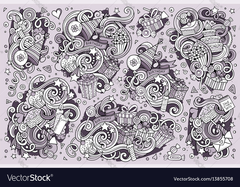 Line art set of holidays object Royalty Free Vector Image