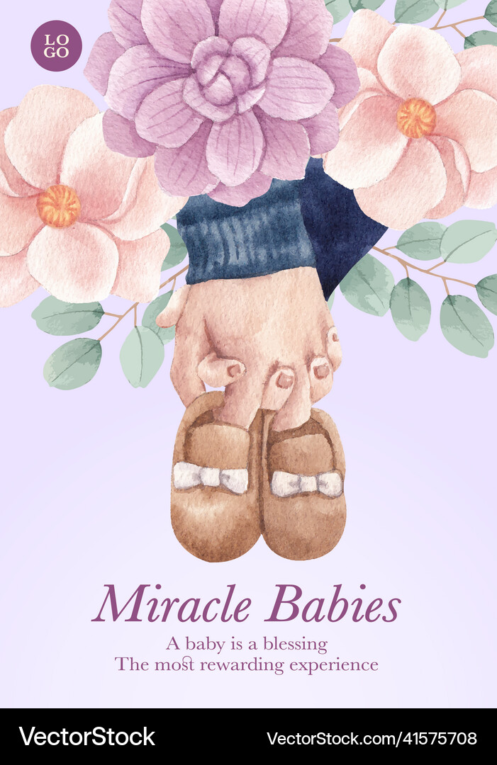 Poster template with newborn baby Royalty Free Vector Image