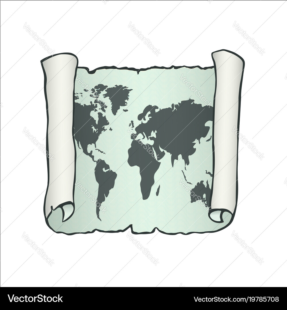 Sheet of parchment paper with world map Royalty Free Vector