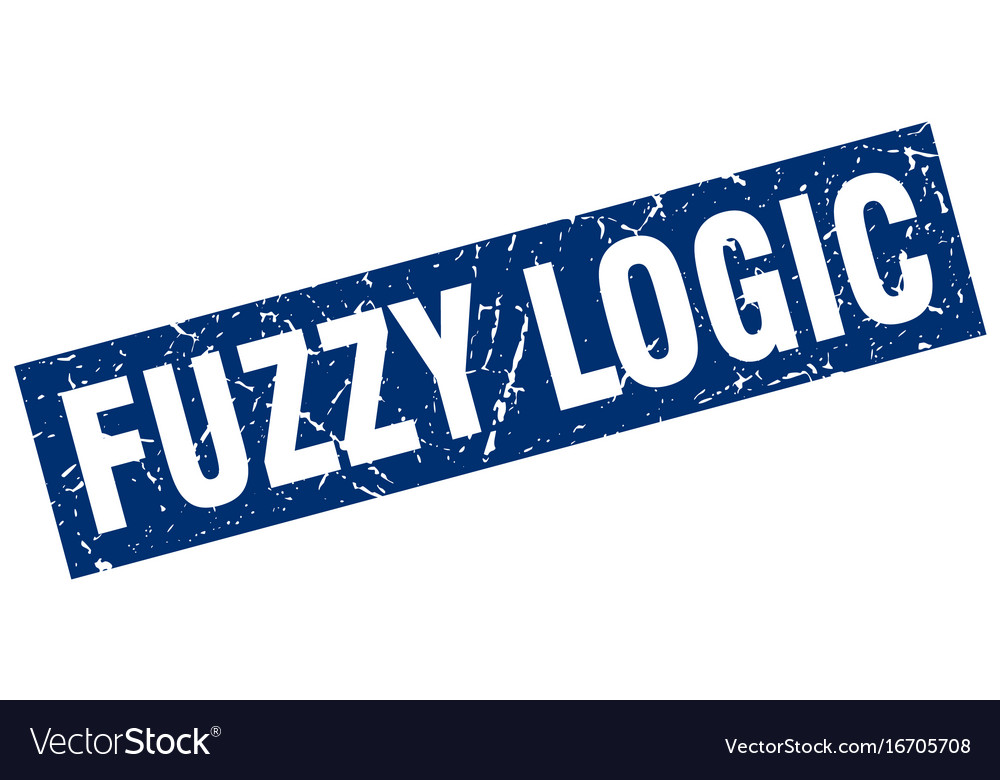 Square grunge blue fuzzy logic stamp Royalty Free Vector