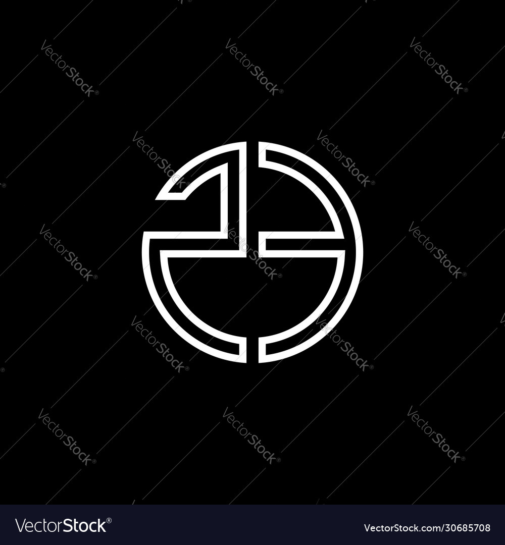 Ze monogram logo circle ribbon style outline Vector Image