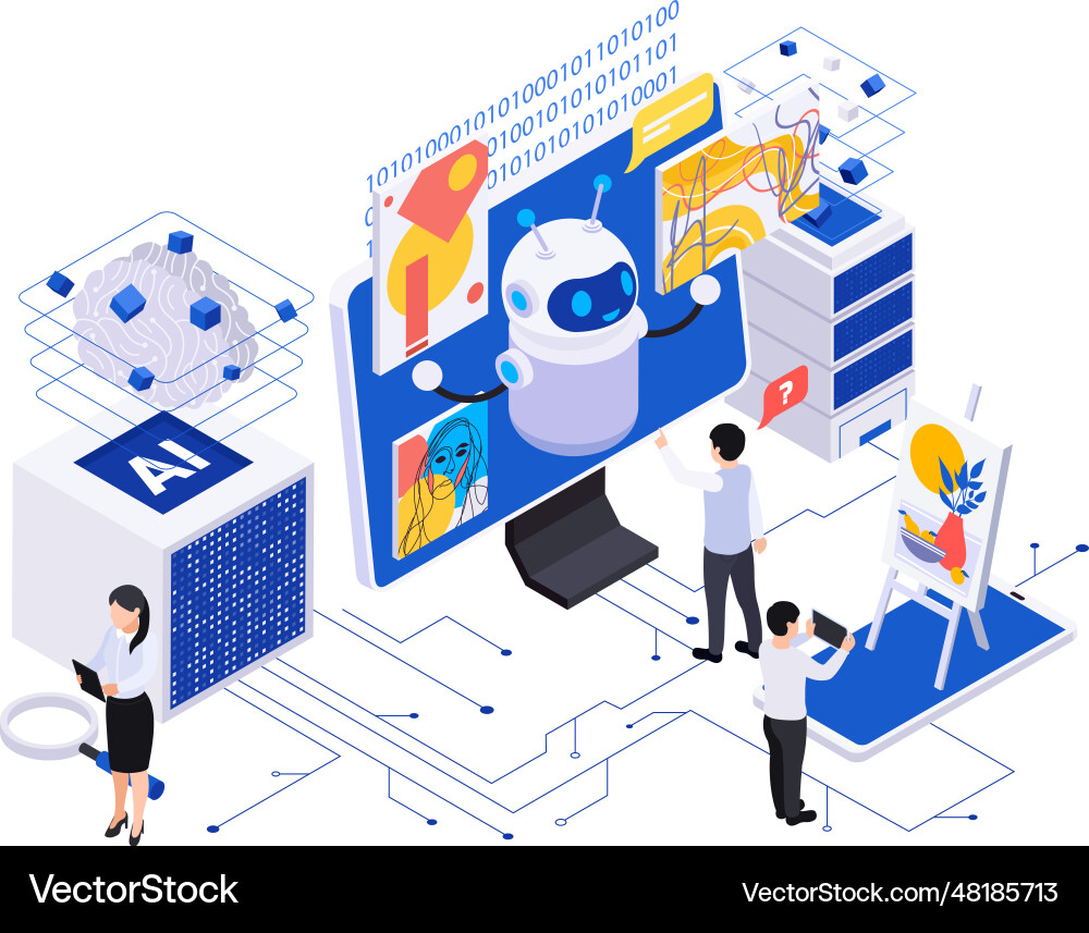 Ai content creation composition Royalty Free Vector Image
