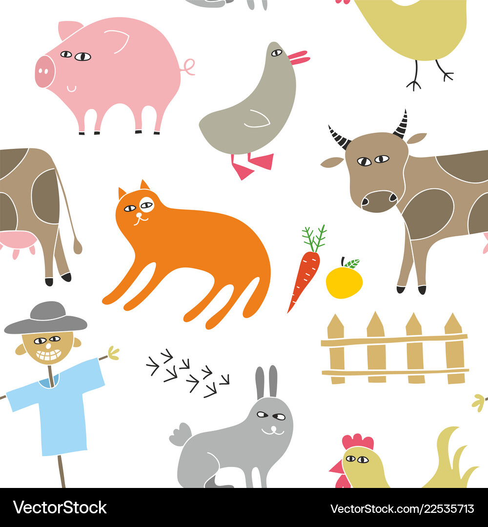 Decorative seamless pattern with animals from Vector Image