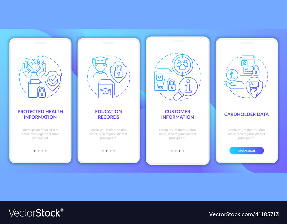 Examples of sensitive data blue gradient Vector Image
