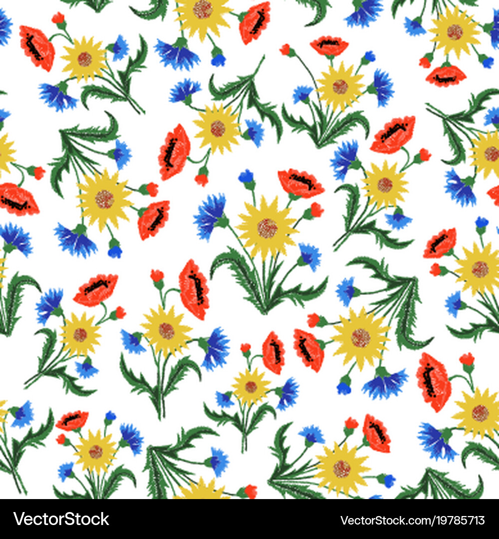 Floral embroidery seamless pattern with colorful Vector Image