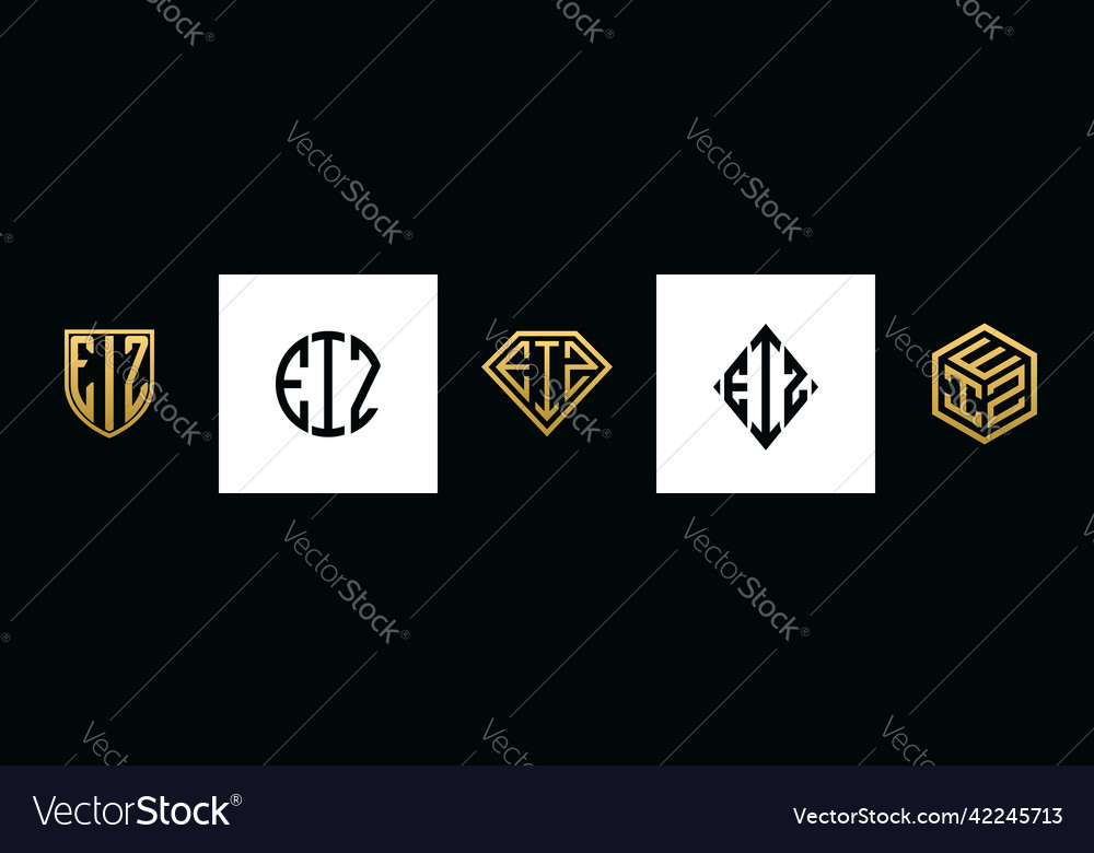 Initial letters eiz logo designs bundle Royalty Free Vector