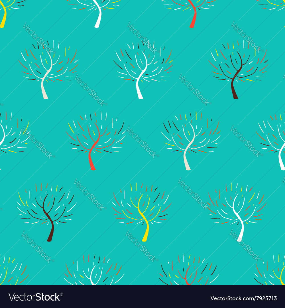 Pattern with colorful trees Royalty Free Vector Image