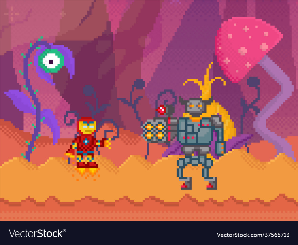 Pixel game interface layout design angry iron Vector Image