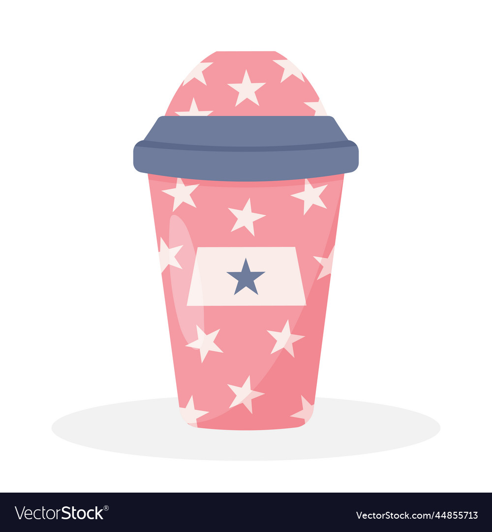 Plastic cup of coffee with stars ornament Vector Image