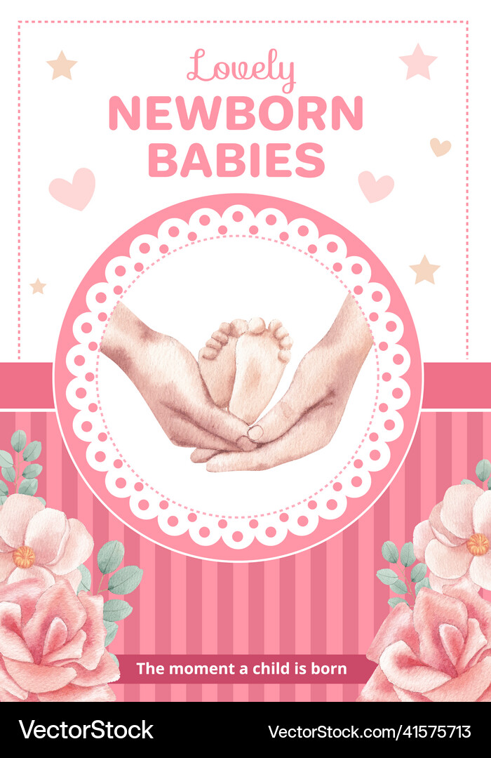 Poster template with newborn baby Royalty Free Vector Image