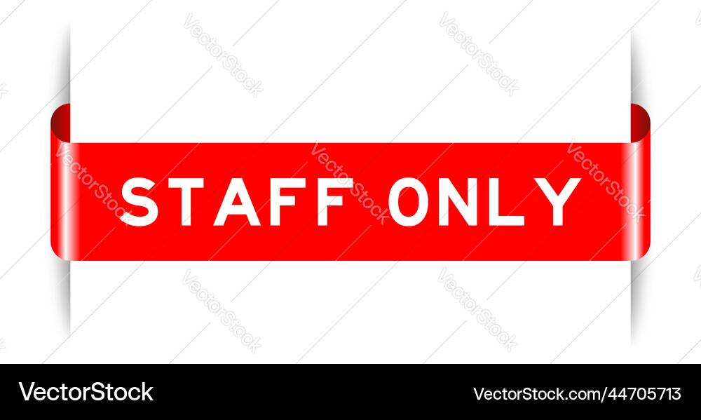 Red color inserted label banner with word staff Vector Image