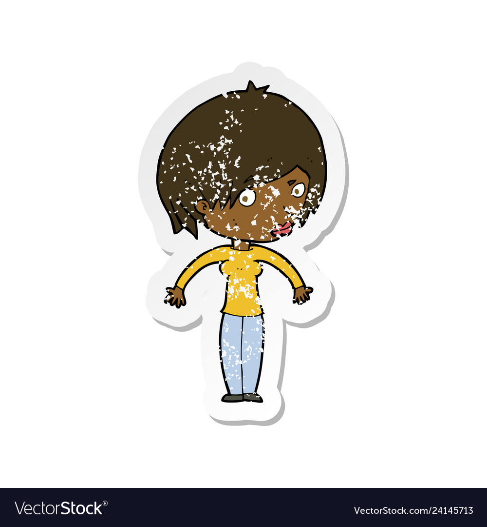 Retro distressed sticker of a cartoon woman Vector Image