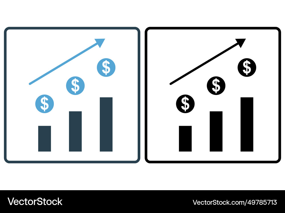 Stock market chart icon with dollar Royalty Free Vector