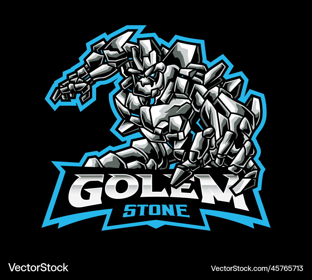 Stone golem mascot logo design Royalty Free Vector Image