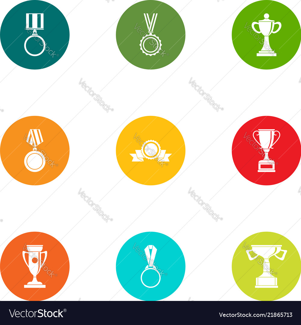 Token icons set flat style Royalty Free Vector Image