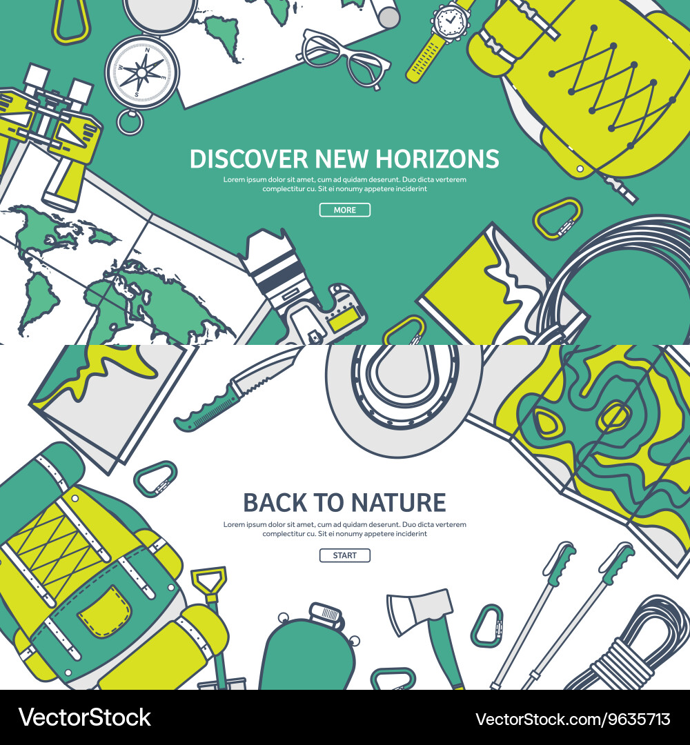 Travelhiking backgroundline art mountain Vector Image