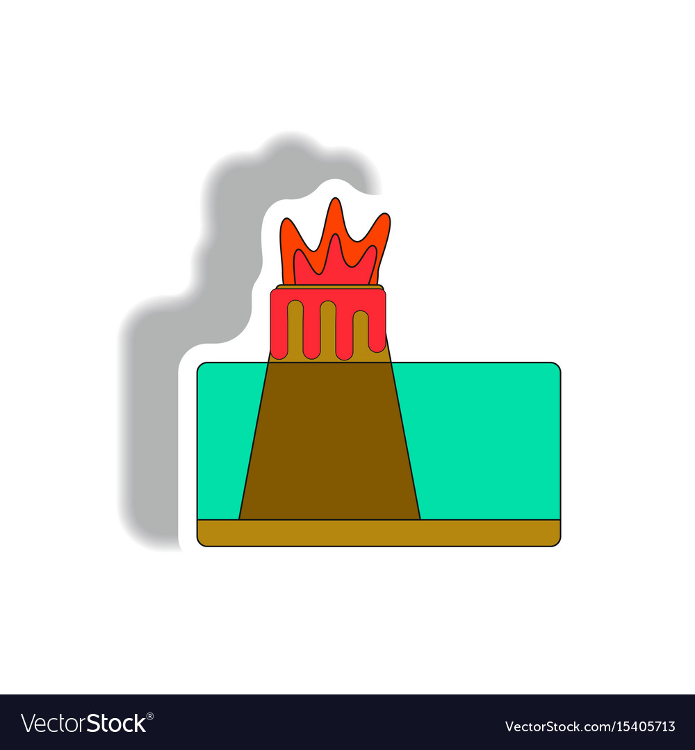 Volcano explosion structure sticker Royalty Free Vector