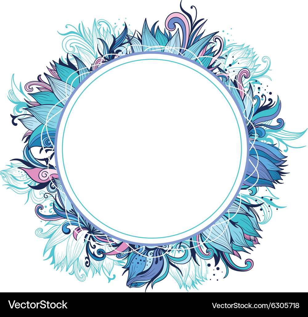 Blue winter floral frame with lotus Royalty Free Vector