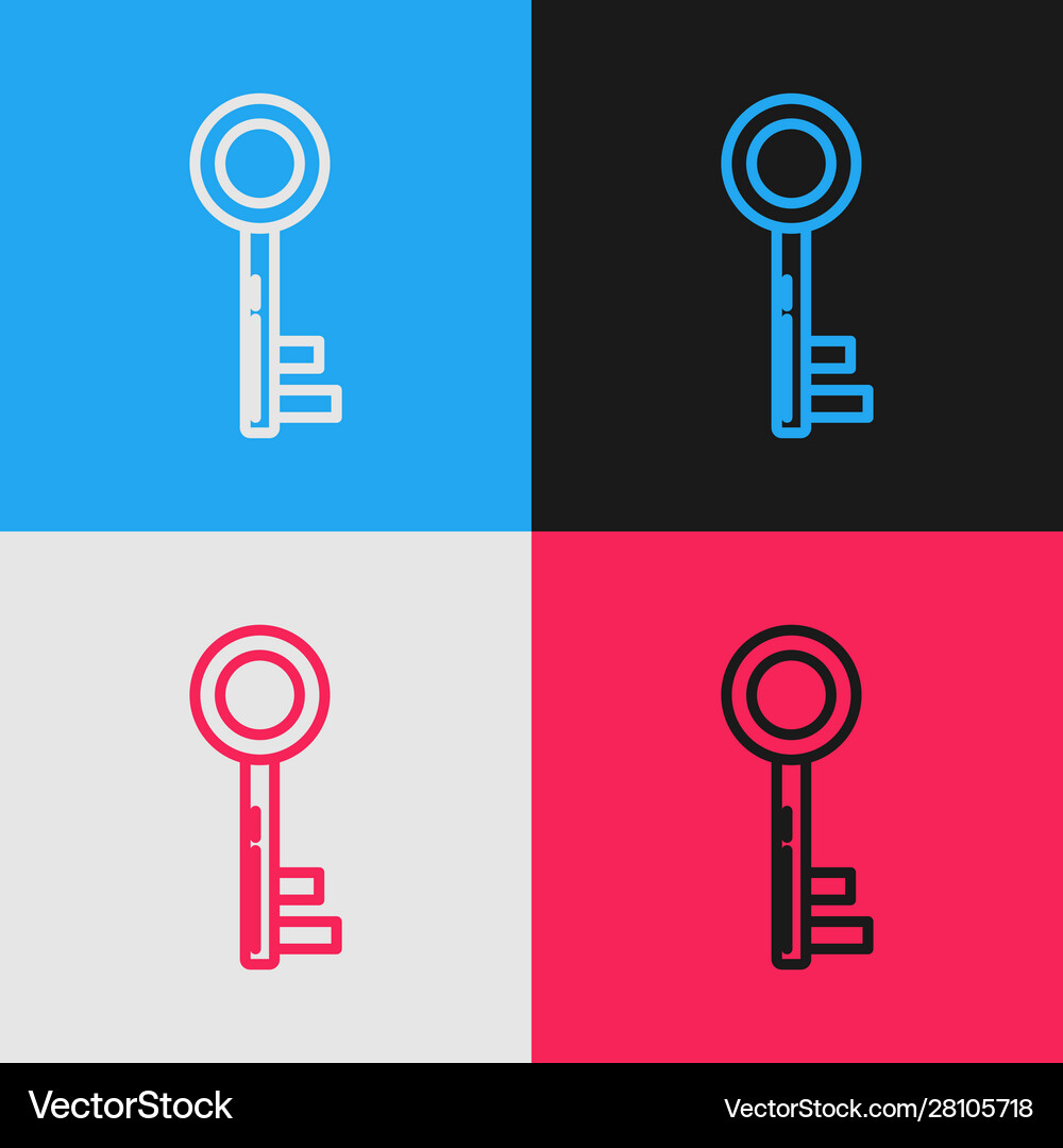 Color line key icon isolated on background Vector Image