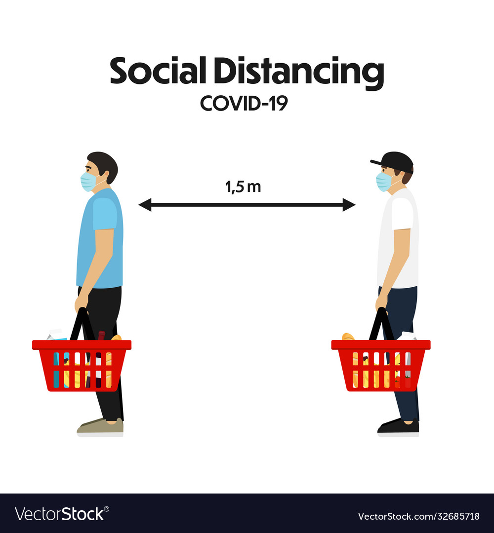 Concept social distancing in supermarket Vector Image